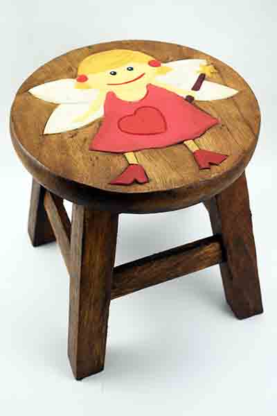 Wooden Stool – Fairy – Blue Rainbow